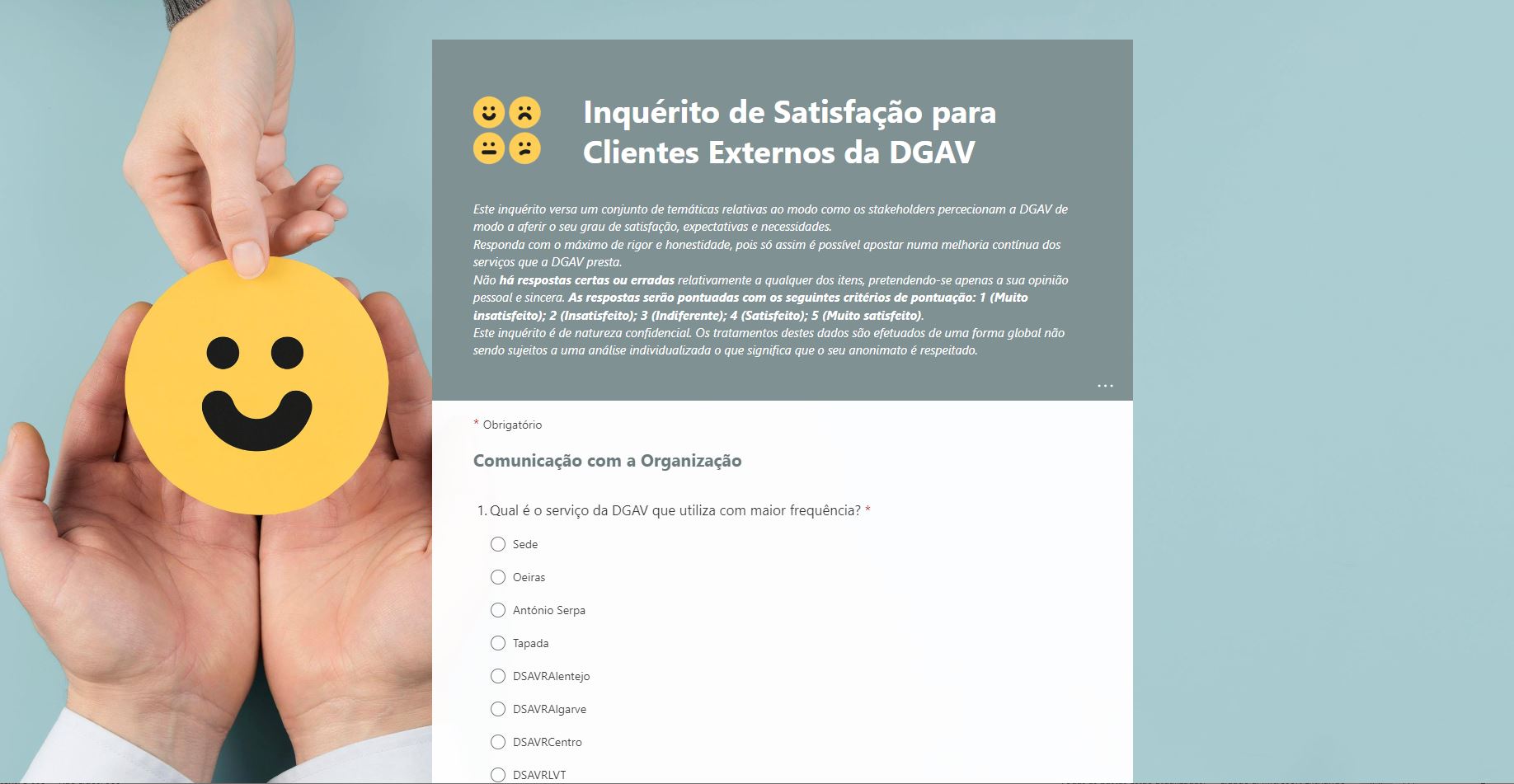A DGAV realiza um Inquérito de Satisfação – DGAV